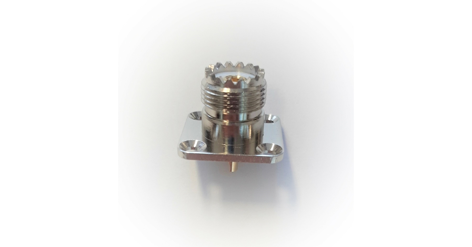 UHF FEMALE PANEL CHASSIS MOUNT FLANGE SO239 NICKEL BODY PTFE INSULATION